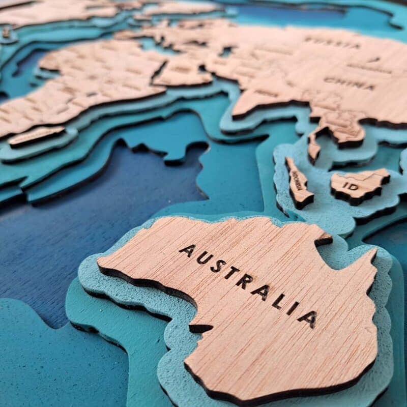Detailed Wooden World Map – Available In Two Sizes